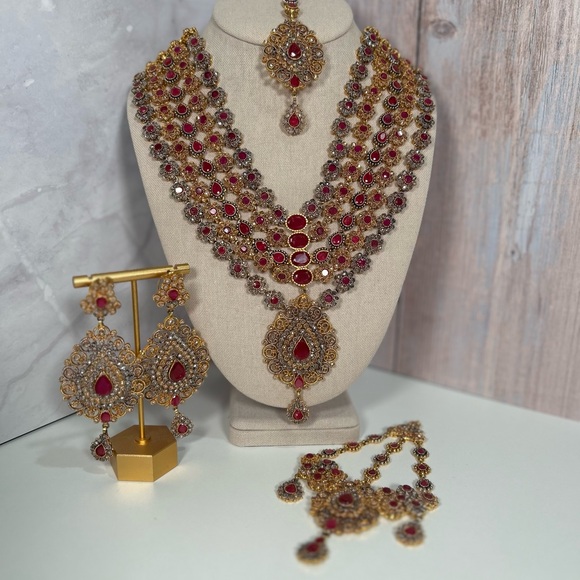 Jewelry | Elegant Red And Gold Jewelry Set | Poshmark